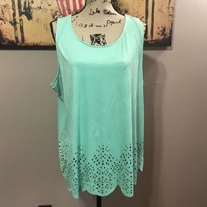 Cato | Tops | Cato Teal Sueded Cutout Tank | Poshmark